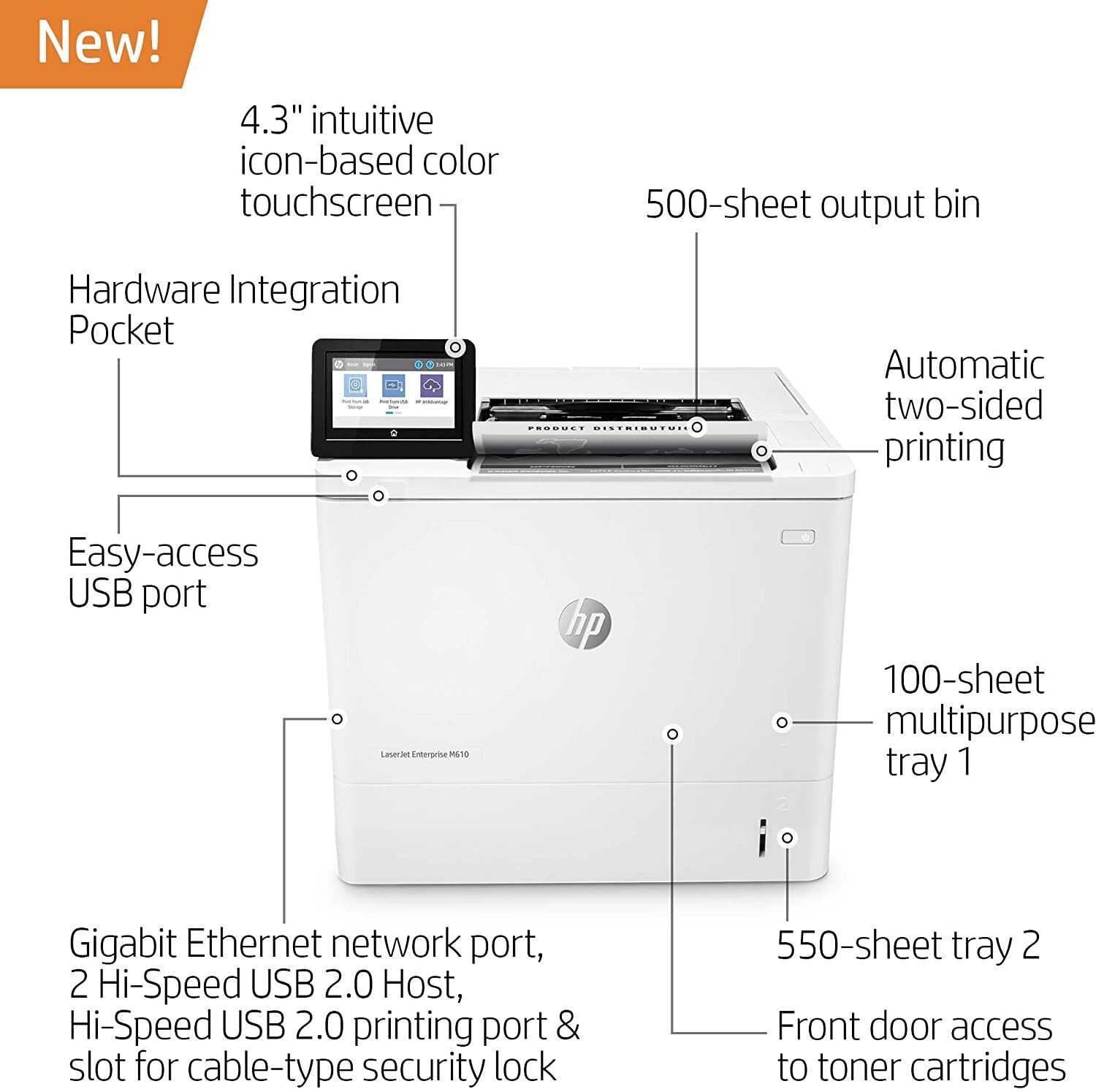 HP LaserJet Enterprise M610dn Mono Printer | DeviceDeal