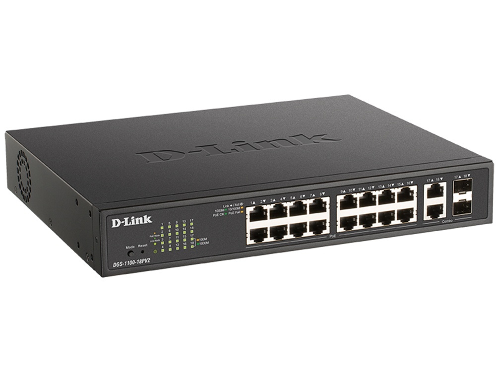 D-LINK 18-PORT 16 POE+ 2 COMBO switch RJ45/SFP 130W | DeviceDeal