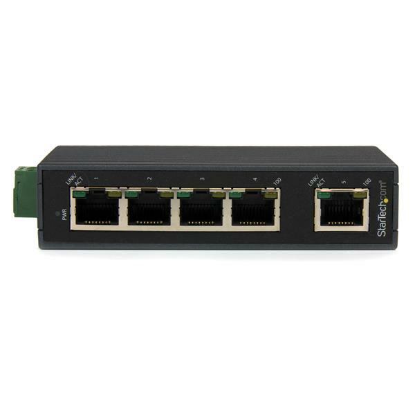 StarTech 5 Port Industrial Ethernet Switch - DIN Rail Mountable IES5102