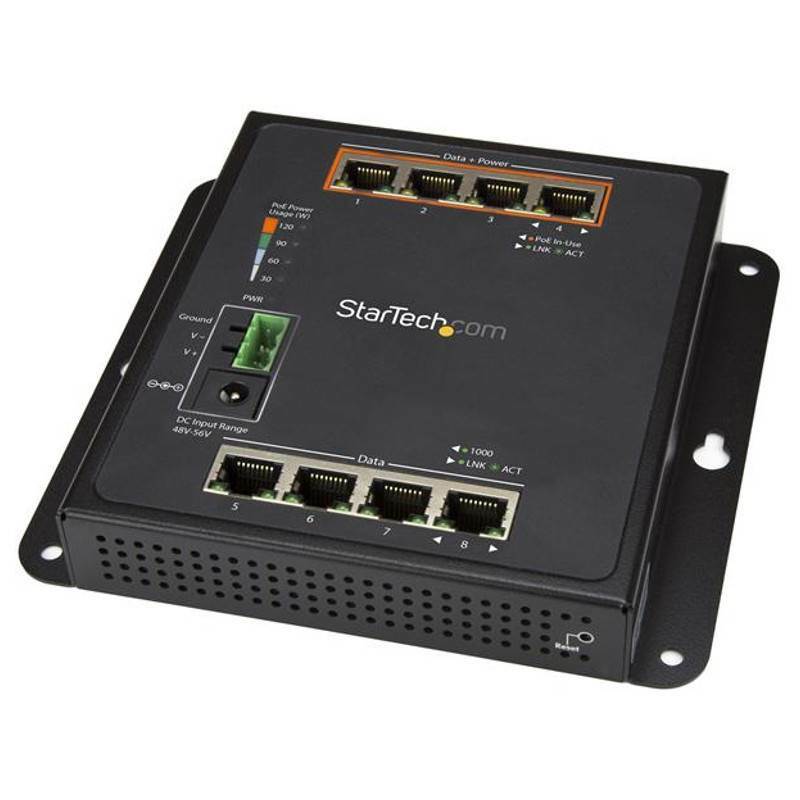 StarTech 8-Port (4x PoE +) GbE Switch - L2 Managed - Wall Mount IES81GPOEW