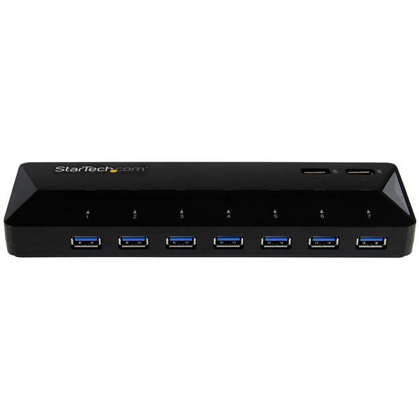 StarTech 7 Port USB 3.0 Hub plus two 2.4A Dedicated Fast Charging Ports ...