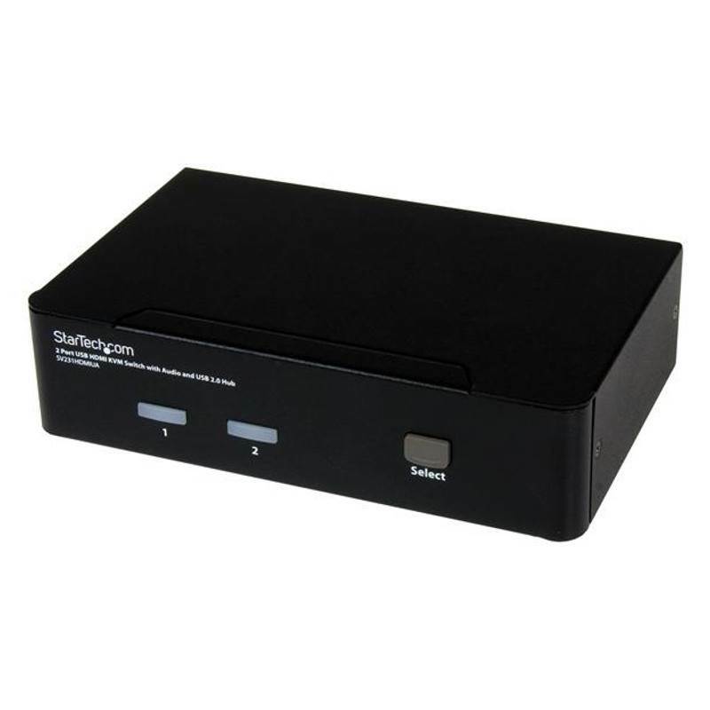 StarTech 2 Port USB HDMI KVM Switch with Audio and USB 2.0 Hub SV231HDMIUA