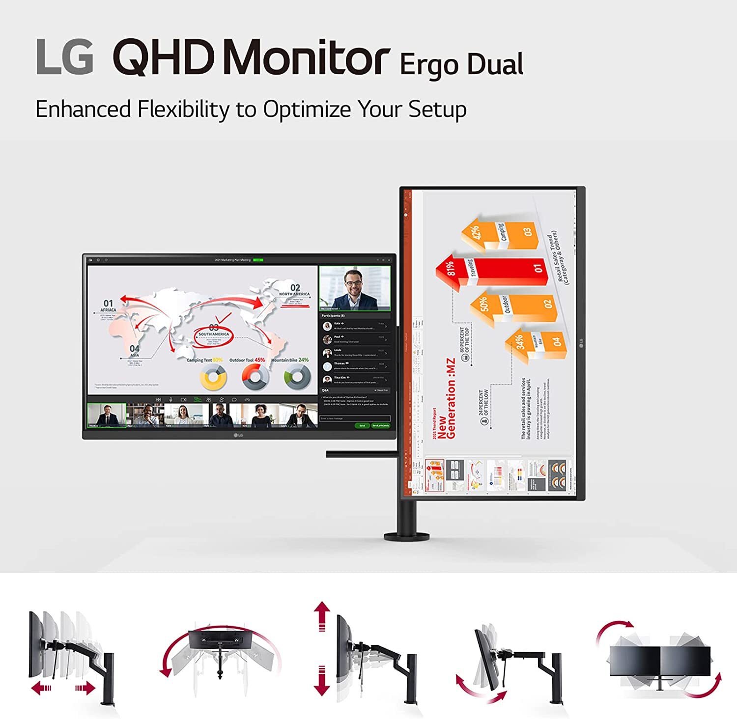 LG 27QP88D-B2 Dual 27” QHD (2560 x 1440) IPS Monitor with Ergo Stand |DeviceDeal