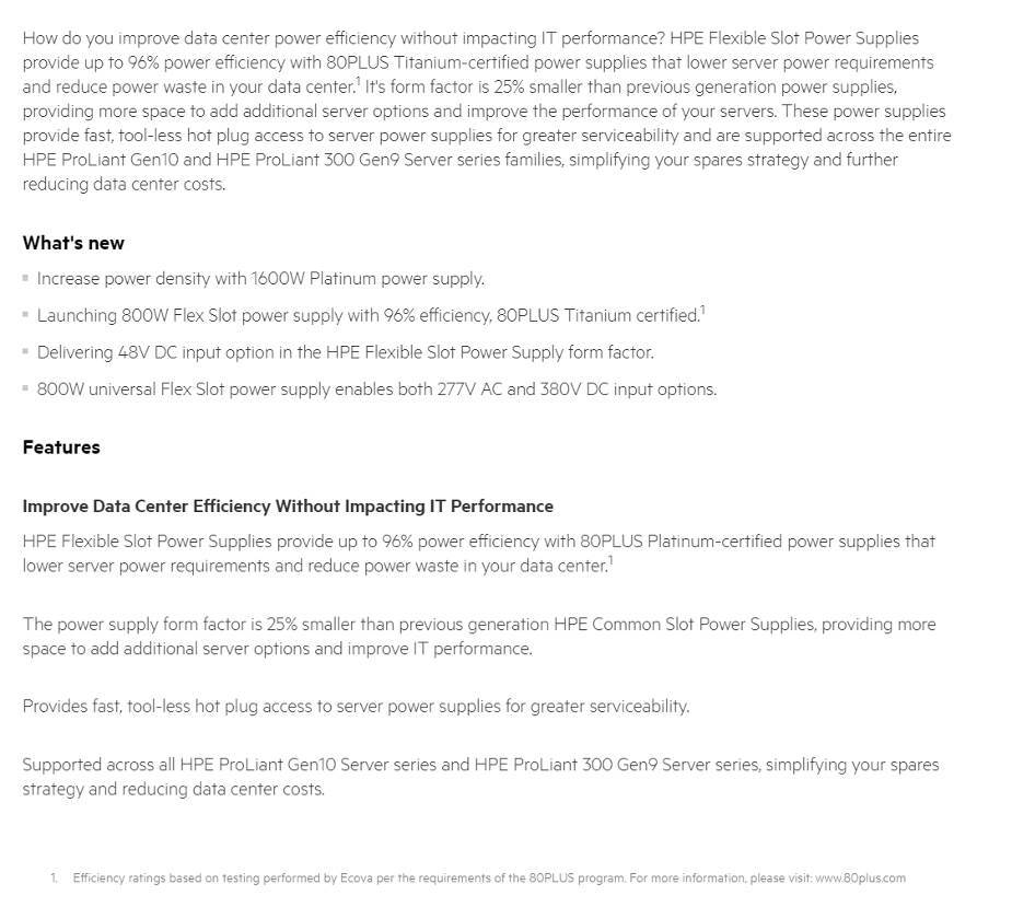 HPE 500W Flex Slot Platinum Hot Plug Low Halogen Power Supply - 865408 ...