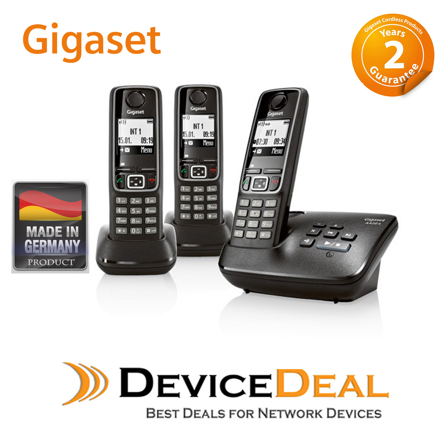 Siemens Gigaset A420A TRIO Cordless Analog Phone with 3 Handsets and ...