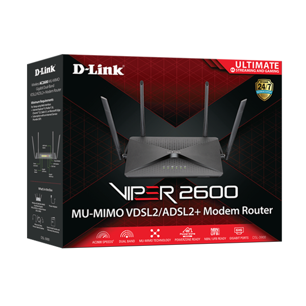 D-Link DSL-3900 Viper 2600 Dual-Band VDSL2/ADSL2+ Gaming Modem Router ...
