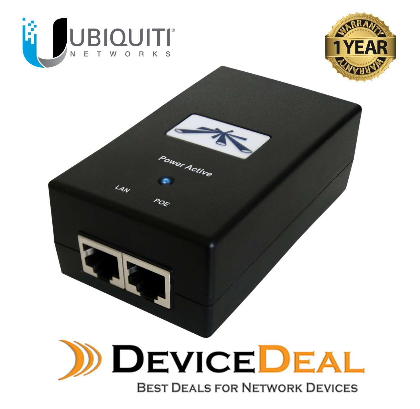 Ubiquiti Networks POE-48-24W-G 48VDC @0.5A Gigabit PoE Adapter