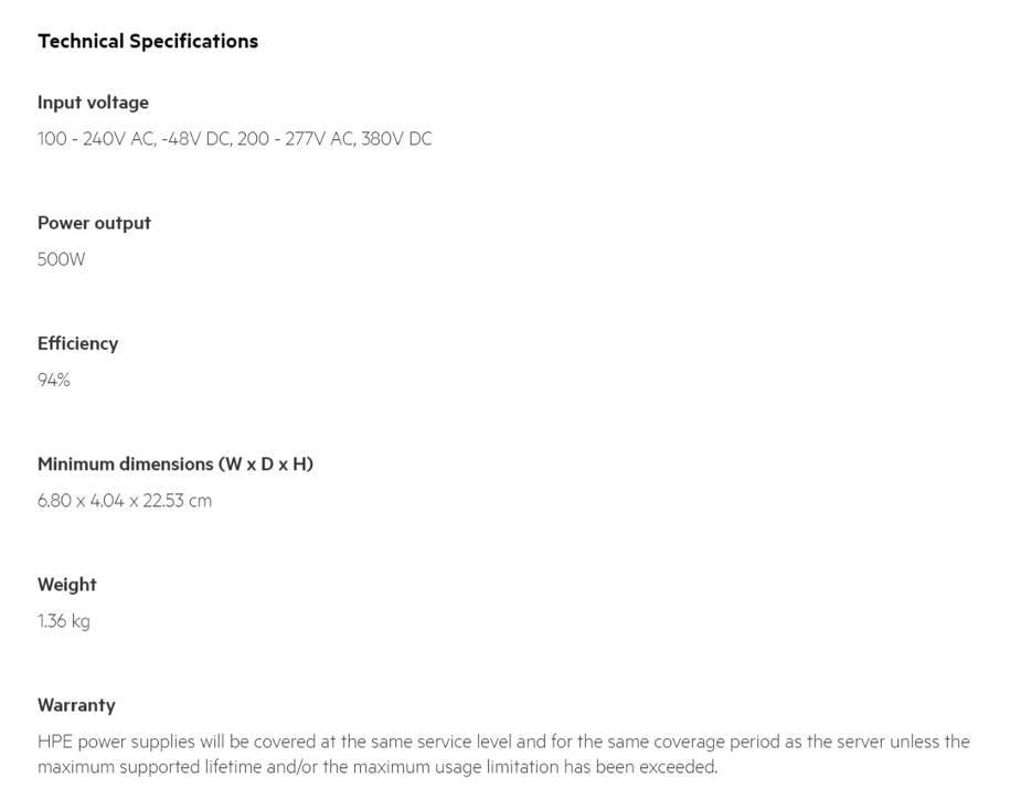 HPE 500W Flex Slot Platinum Hot Plug Low Halogen Power Supply - 865408 ...