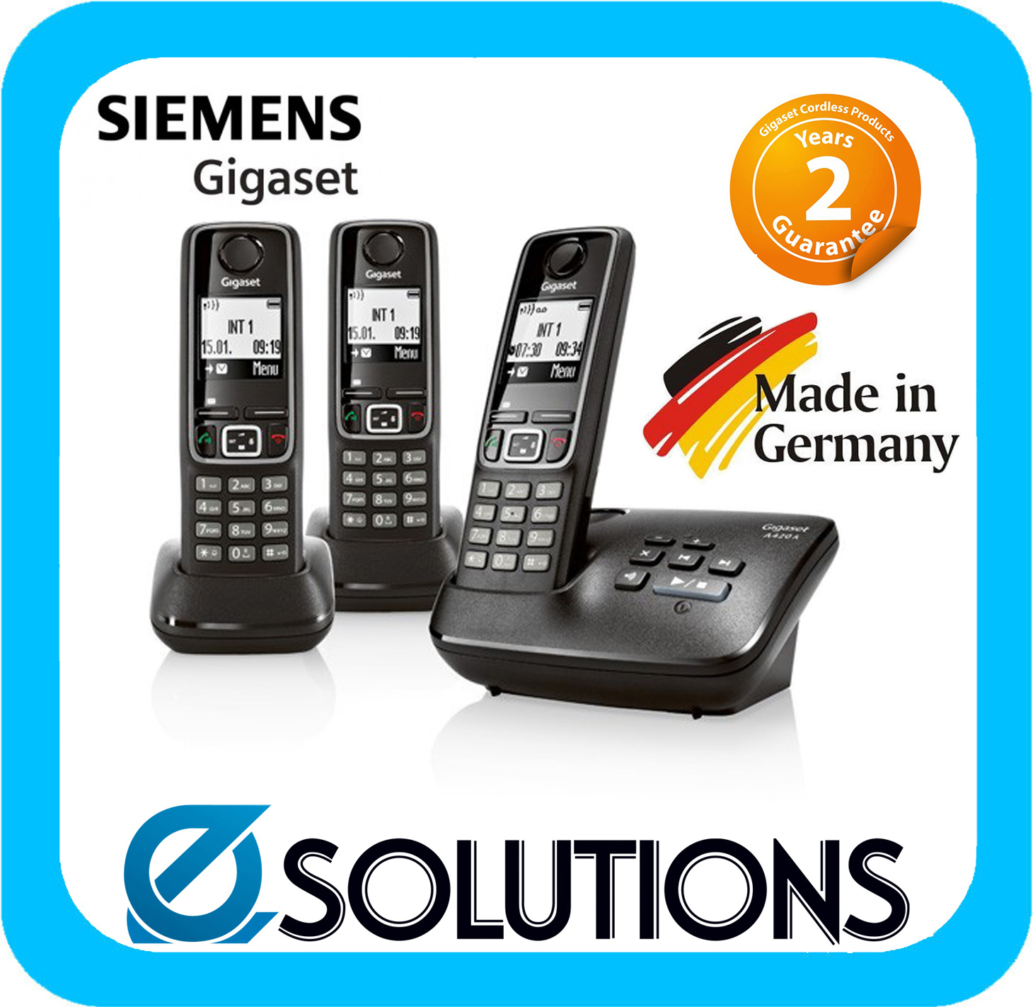 Siemens Gigaset A420A TRIO Cordless Analog Phone with 3 Handsets and ...