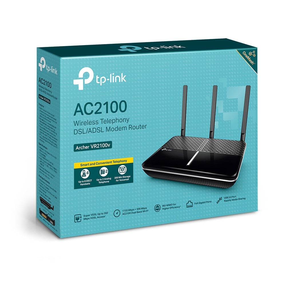 TP-LINK Archer VR2100v AC2100 Wireless MU-MIMO VDSL/ADSL Telephony ...