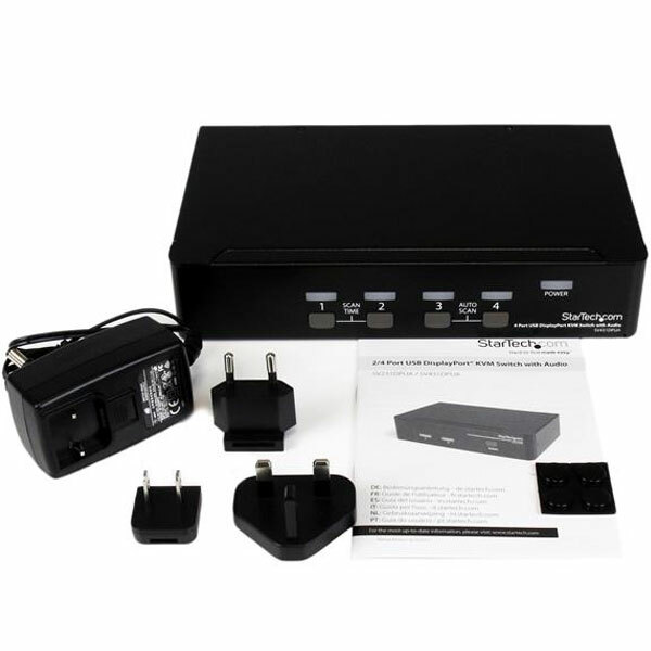 StarTech 4 Port DisplayPort USB KVM Switch with Audio & USB 2.0 Hub ...