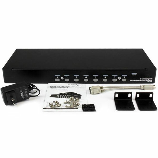 StarTech 8 Port VGA USB PS/2 KVM Switch with OSD - 1U Rackmount SV831DUSB