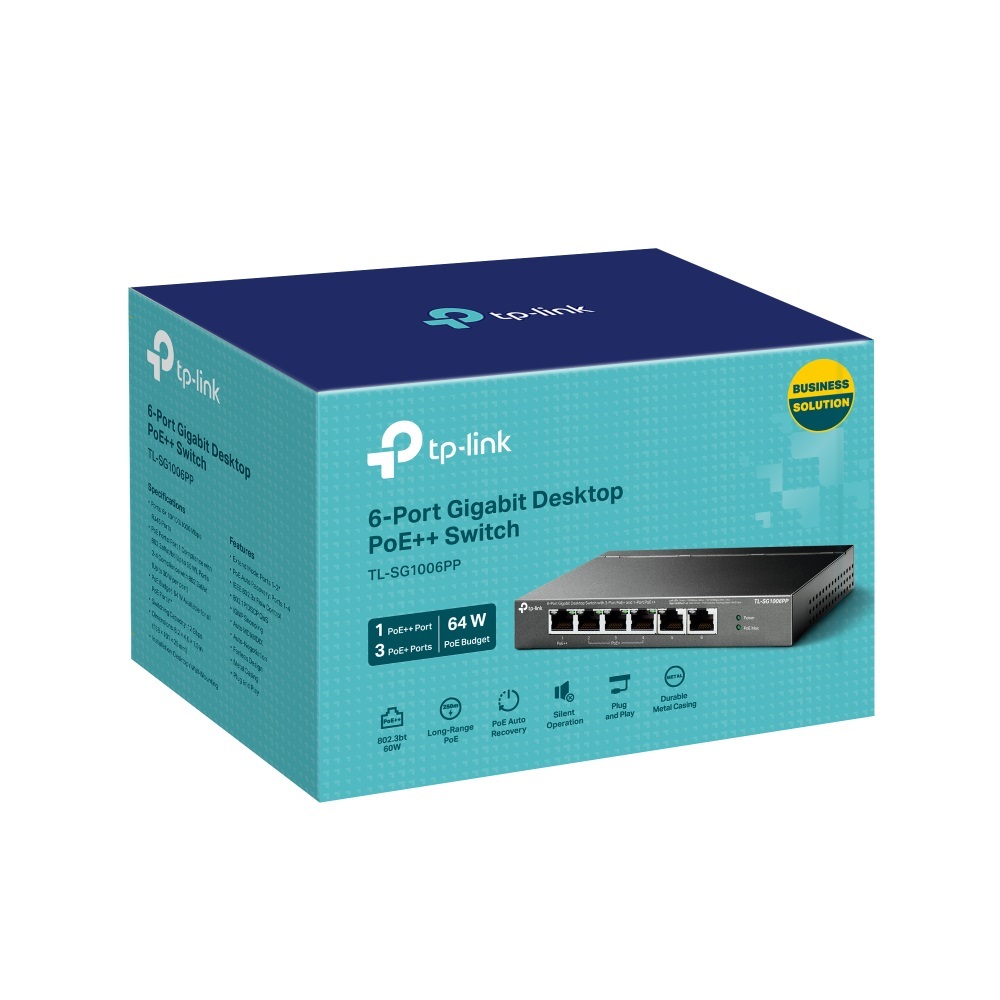 TP-LINK TL-SG1006PP 6-Port Gigabit Desktop Switch with 3-Port PoE+ and 1-Port PoE++ |Device Deal