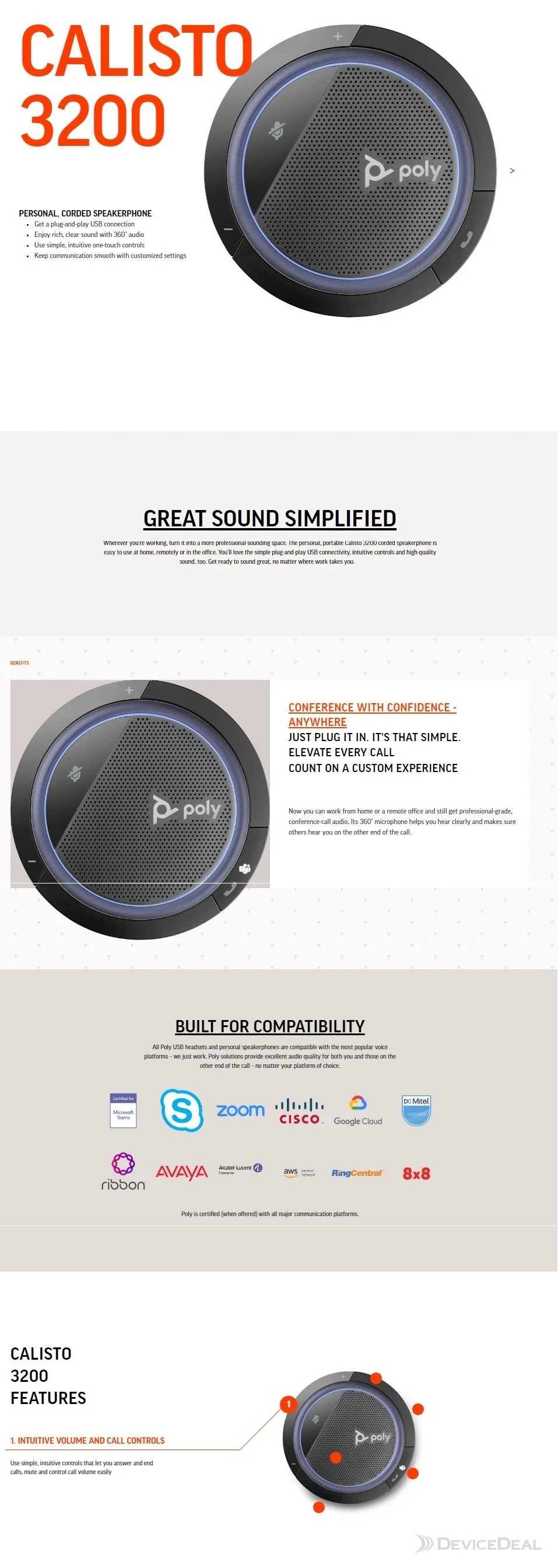 Poly Calisto 3200 UC USB-C Speakerphone | DeviceDeal