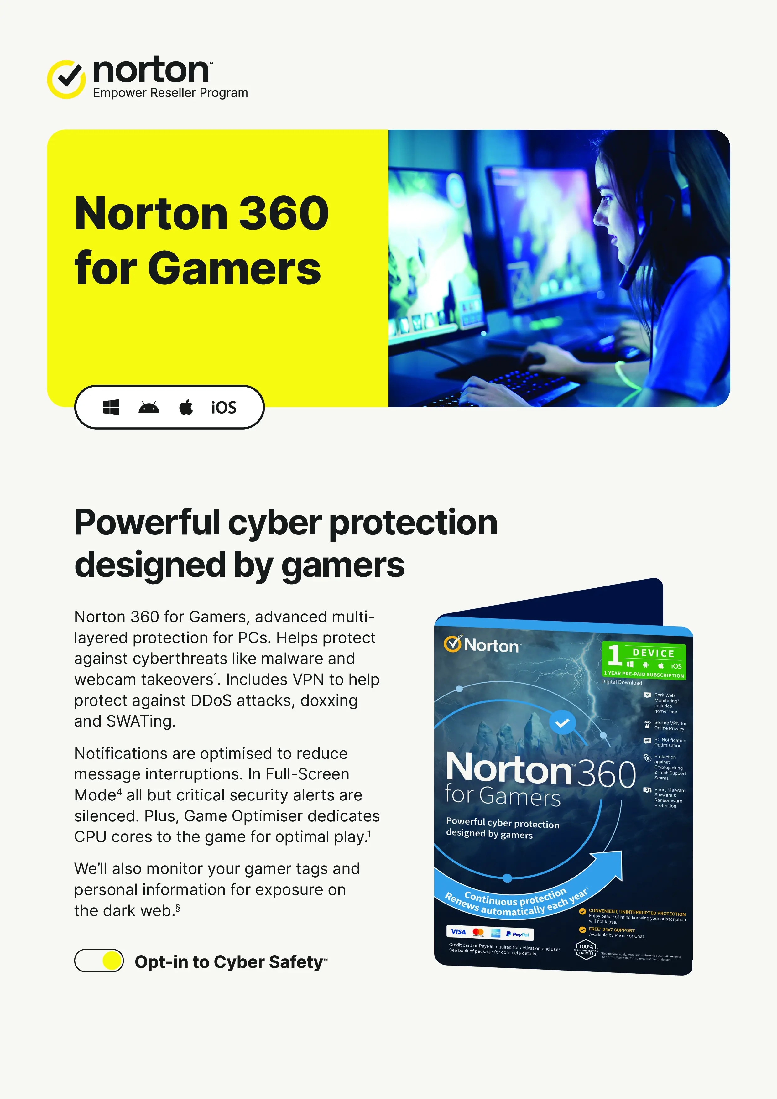 NORTON 360 FOR GAMERS 50GB AU 1 USER 1 DEVICE 12 MONTH DIGITAL KEY ...