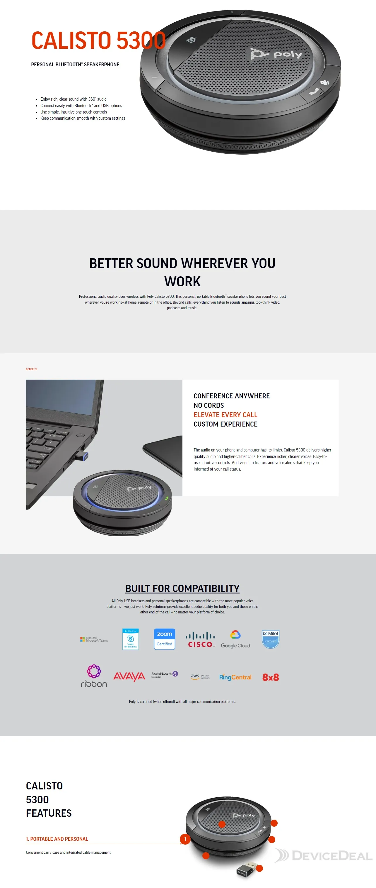 Poly Calisto 5300 USB-A with Bluetooth Speakerphone 215441-01 |DeviceDeal