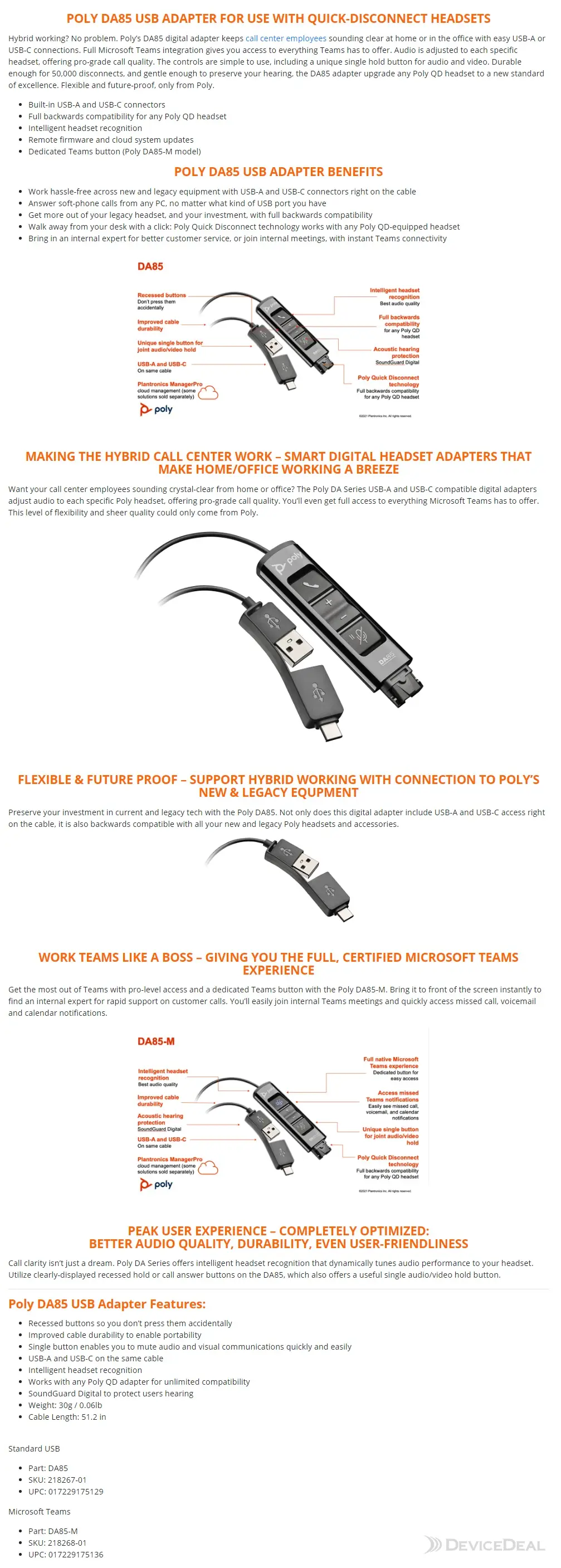 Poly DA85 Digital Adapter for USB to QD (218267-01) |DeviceDeal