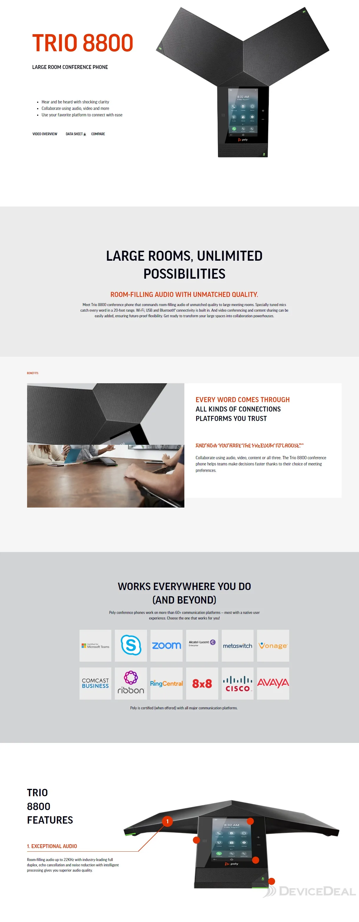 POLY/POLYCOM/PLANTRONICS RealPresence Trio 8800 IP Conference Phone 2200-66070-001 |DeviceDeal