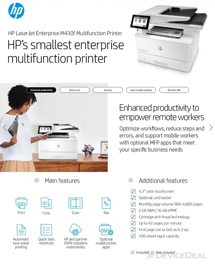 HP LaserJet Enterprise M430f A4 Mono MultiFunction Laser Printer ...