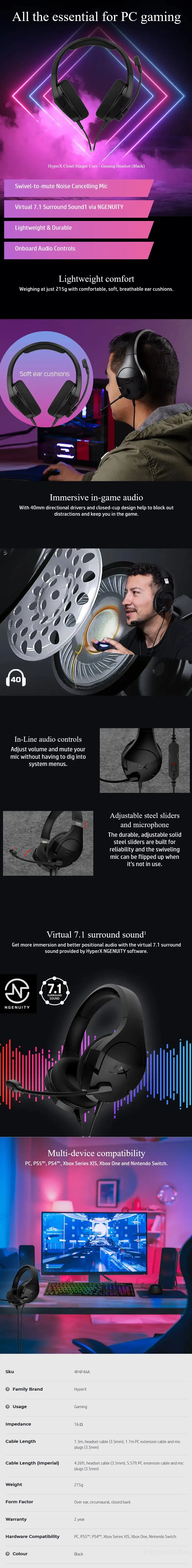 HyperX Cloud Stinger Core Gaming Headset - Black |DeviceDeal