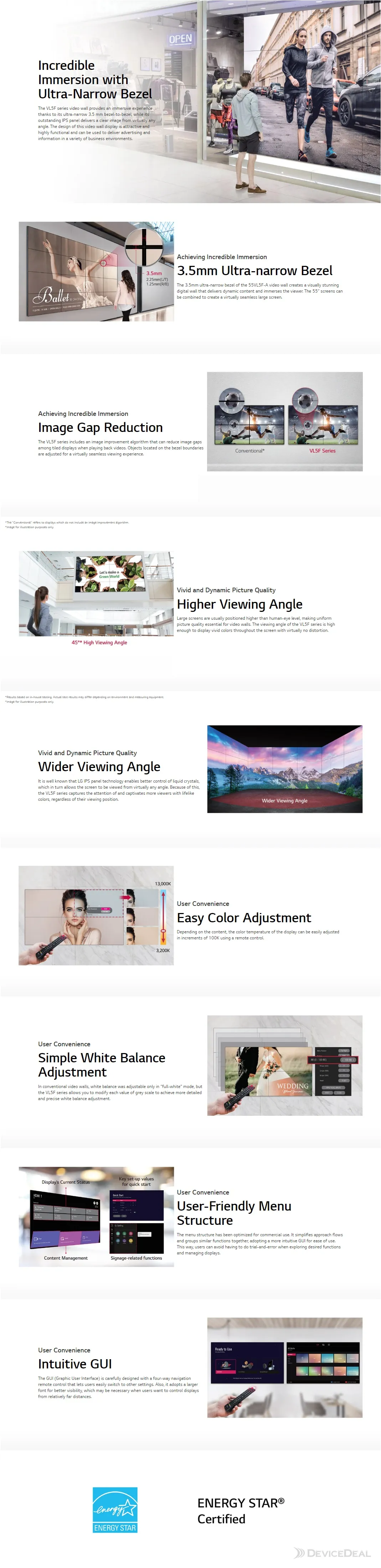 LG VIDEO WALL (VL5F) 55" FHD LED, 500NITS, HDMI, DP, DVI, BEZEL(T/L-2. ...