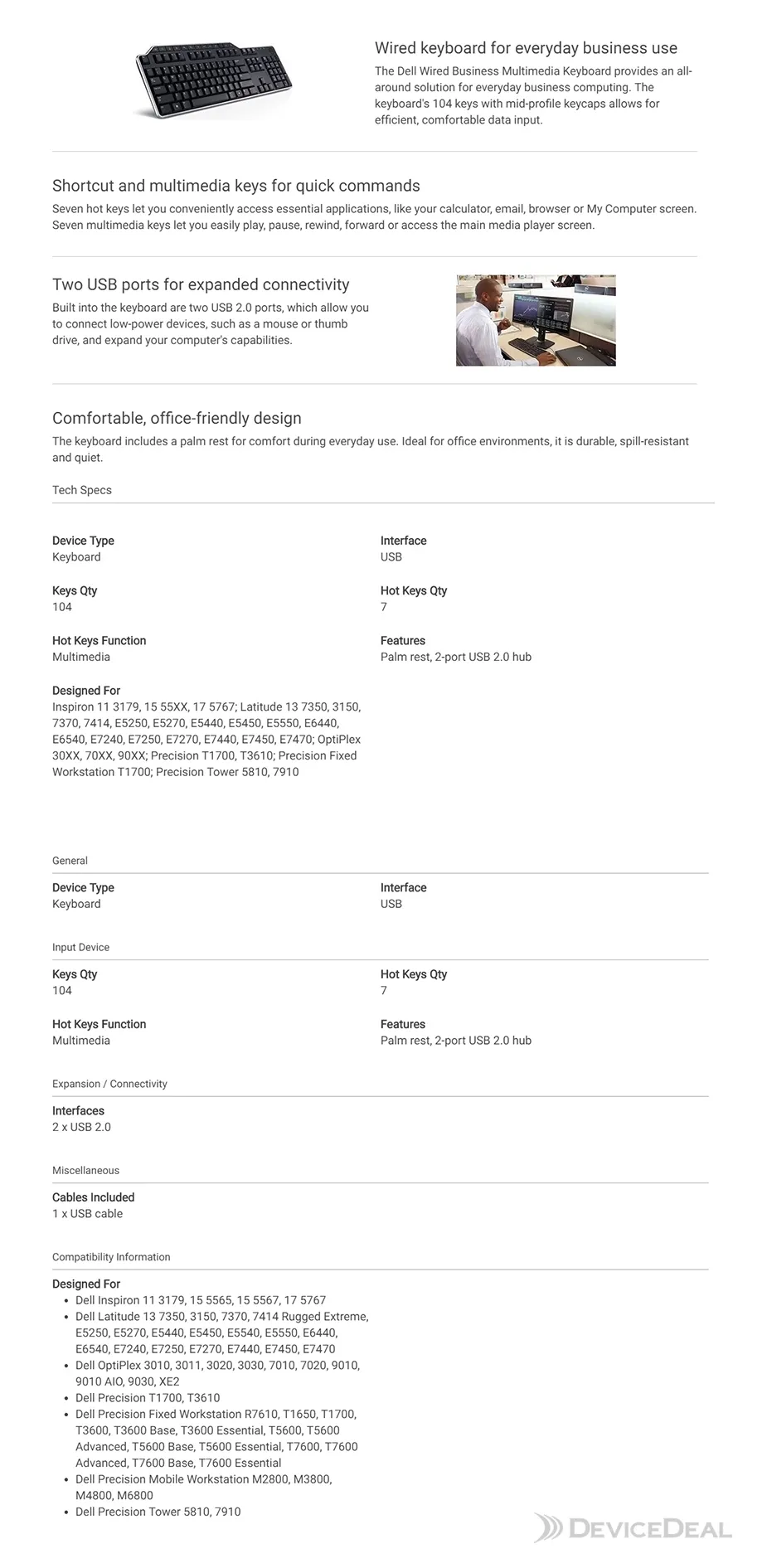Dell KB522 Business Multimedia Keyboard 580-18132