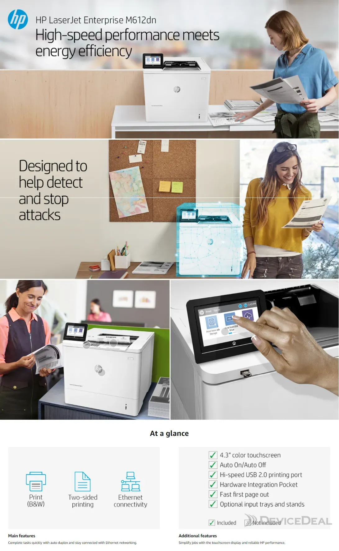 HP LaserJet Enterprise M612dn Mono Printer | DeviceDeal