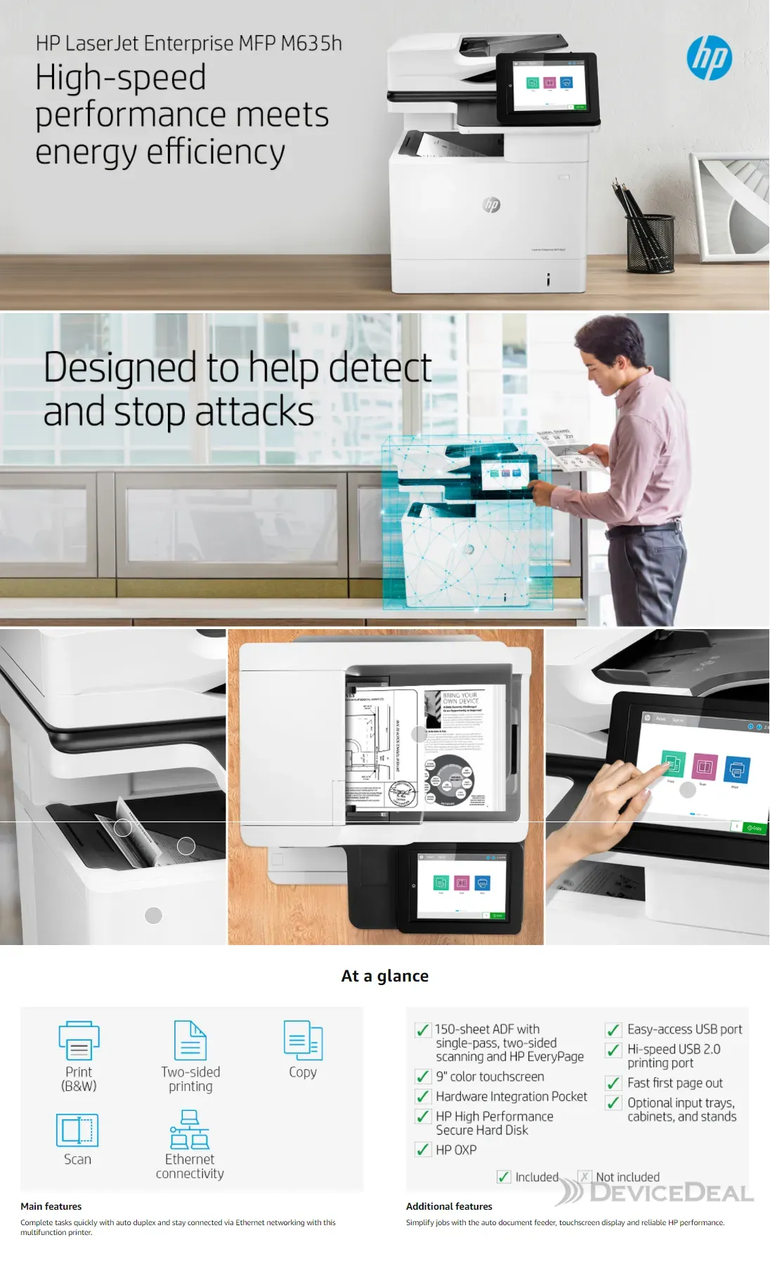 HP LaserJet Enterprise MFP M635h Mono Printer | DeviceDeal