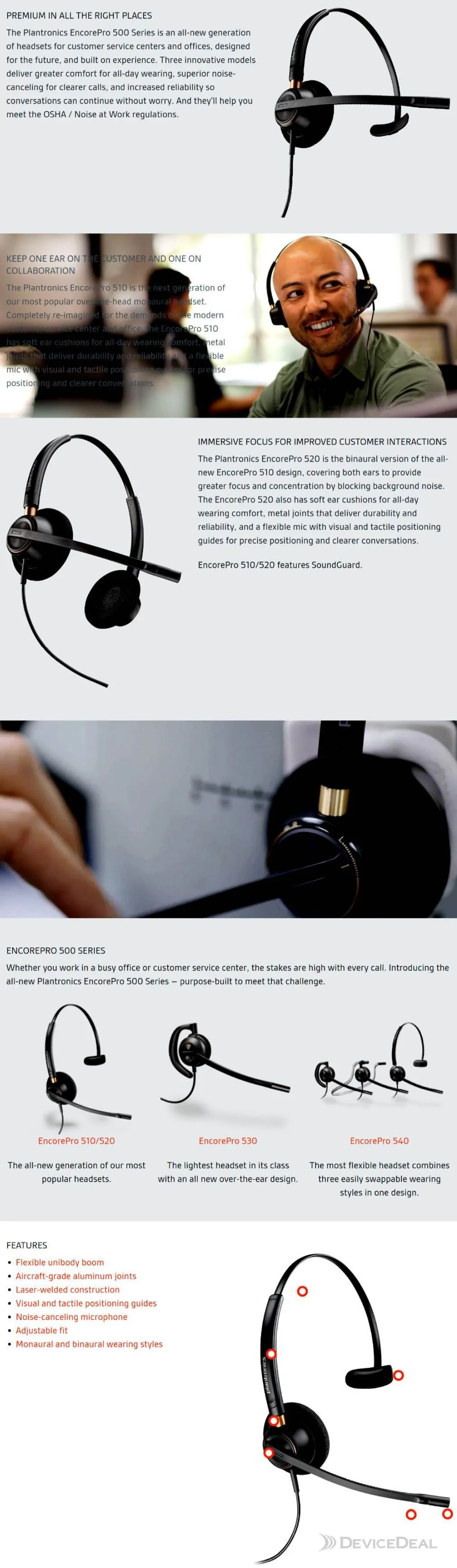 Plantronics EncorePro HW510 Over-the-Head Monaural NC Corded Headset ...