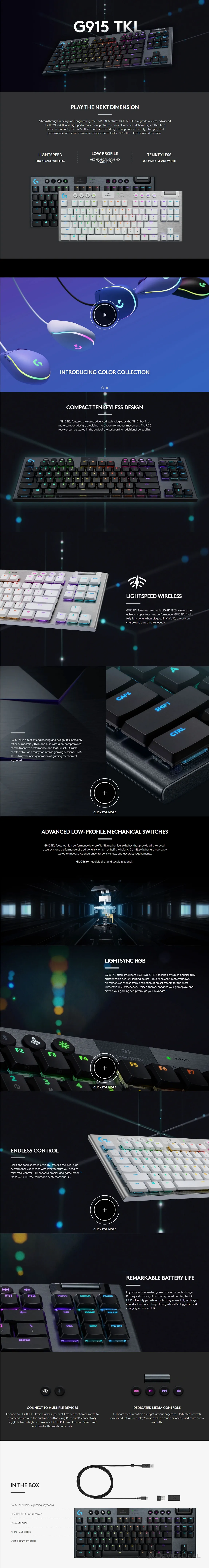 Logitech G915 TKL LIGHTSPEED Wireless Mechanical Gaming Keyboard - GL ...