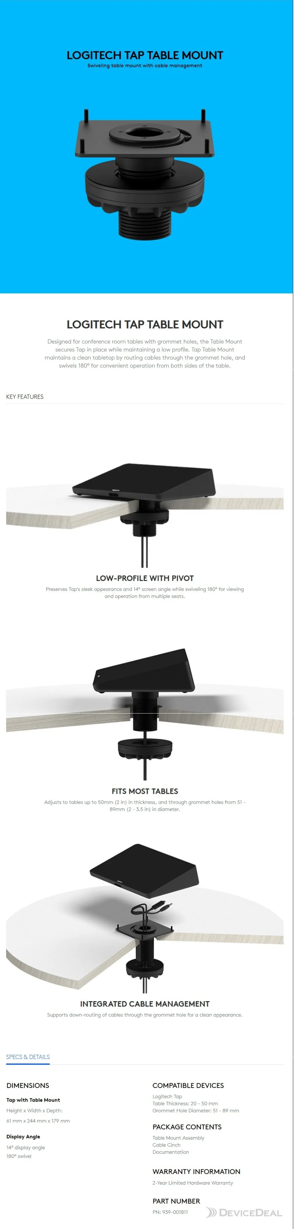 Logitech Tap Table Mount 939-001811