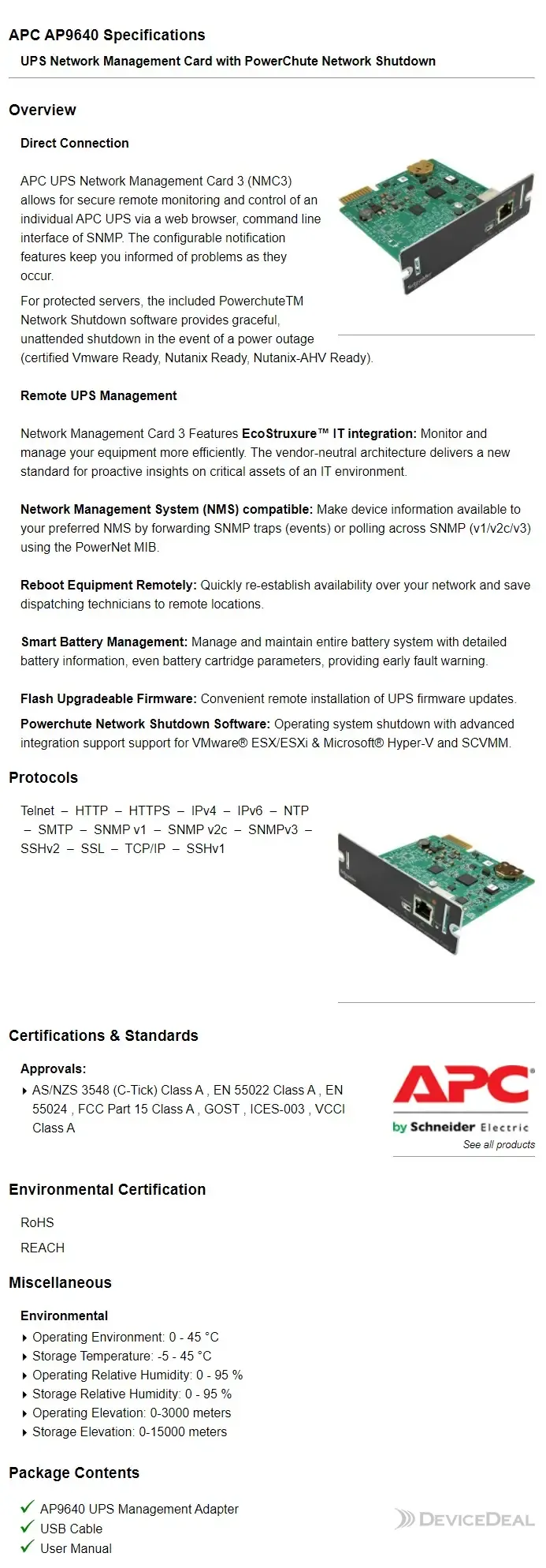APC UPS Network Management Card 3 | DeviceDeal