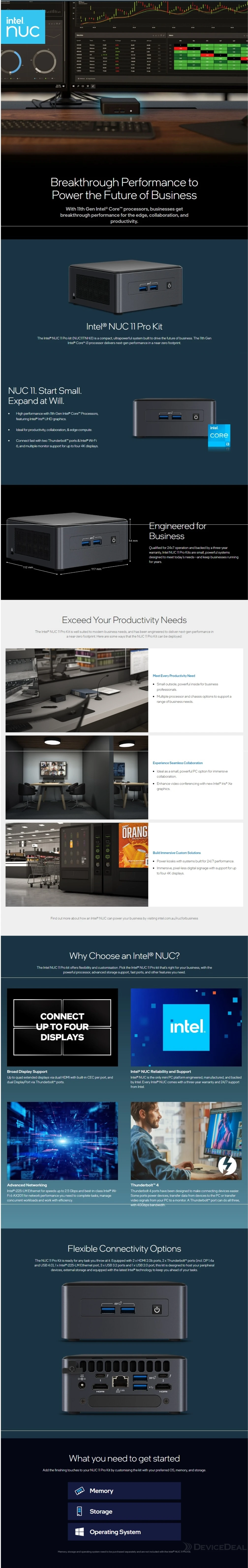 Intel NUC 11 Pro Kit Mini PC Barebone, Core i7-1165G7 |DeviceDeal