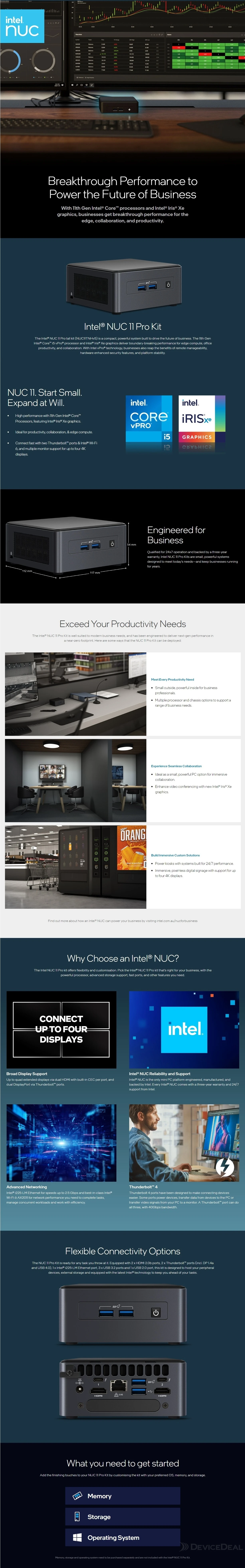Intel NUC 11 Pro Kit Slim Mini PC Barebone, Core i7-1185G7 vPro |DeviceDeal