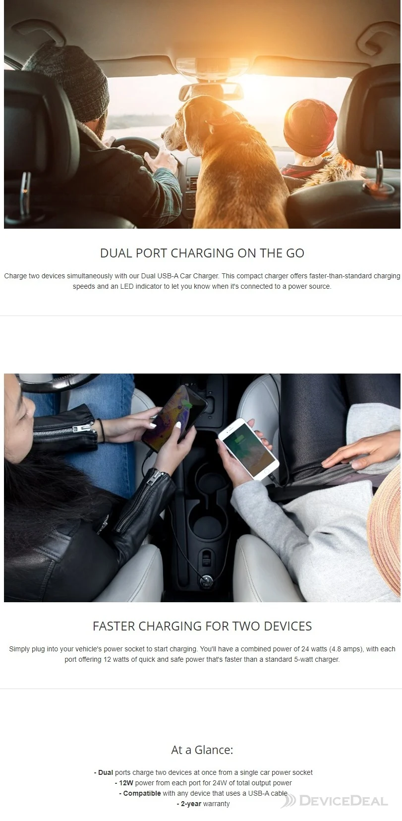 Belkin 24W Dual USB-A Car Charger | DeviceDeal