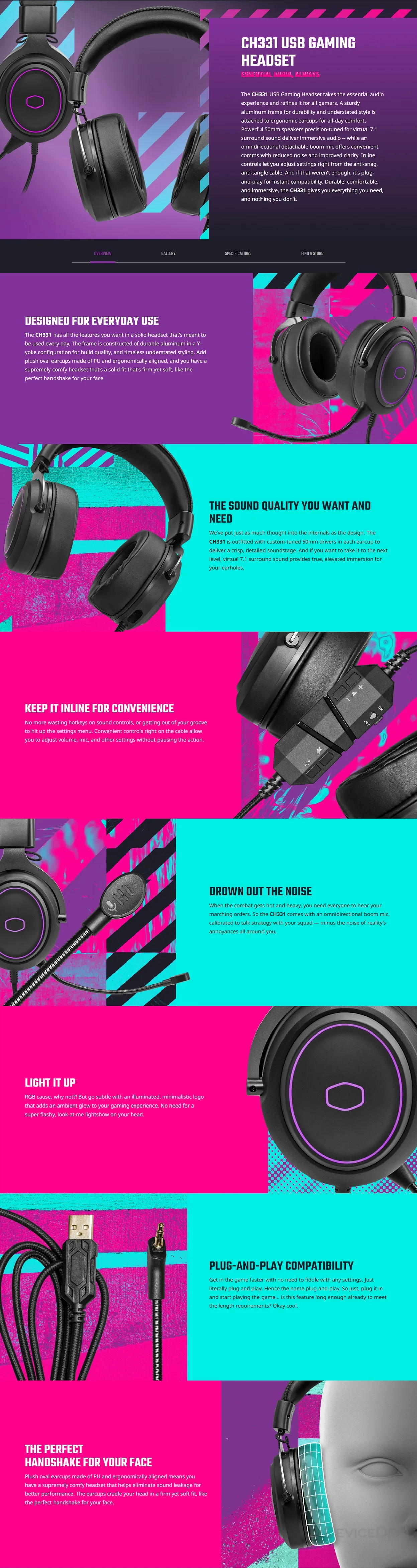 Cooler Master MasterPulse CH331 Gaming Headset, Black |DeviceDeal