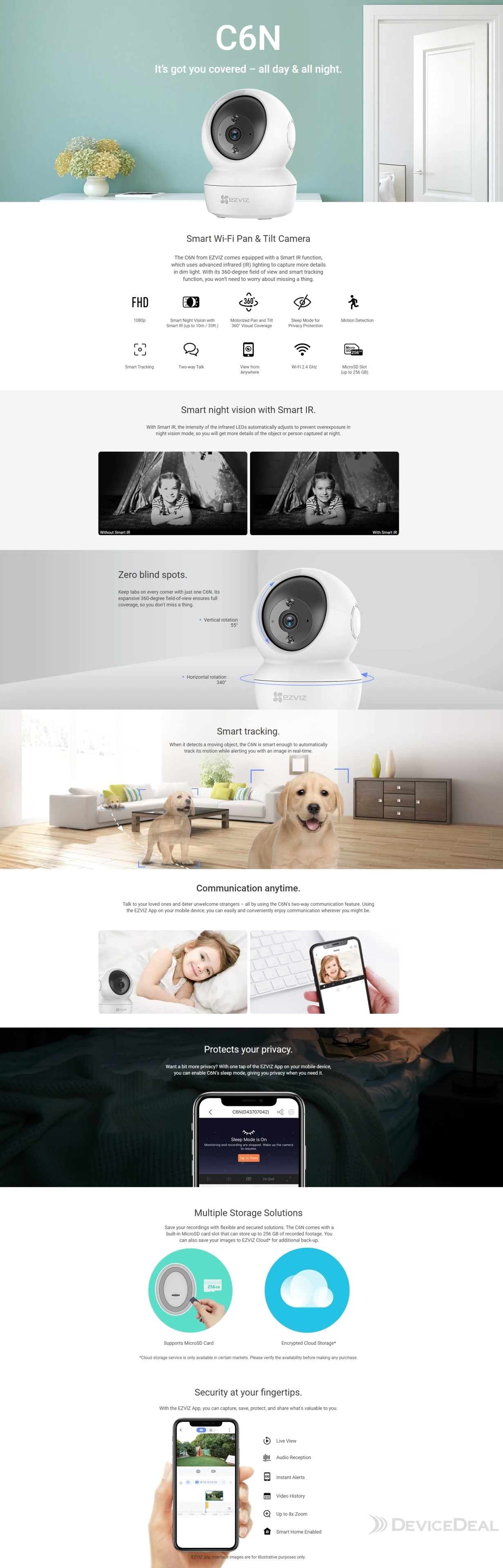 EZVIZ C6N 4MP Indoor Lifestyle Wifi Pan/Tilt Camera with IR Night ...