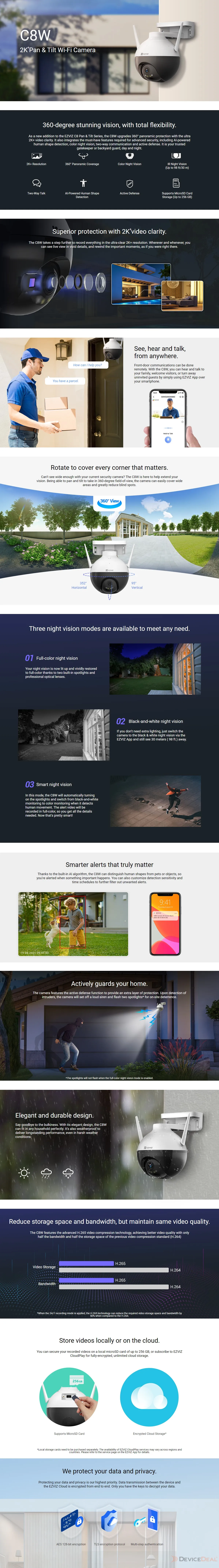 EZVIZ CS-C8W 4MP Outdoor Wireless Security Camera 2K Pan & Tilt Wi-Fi ...