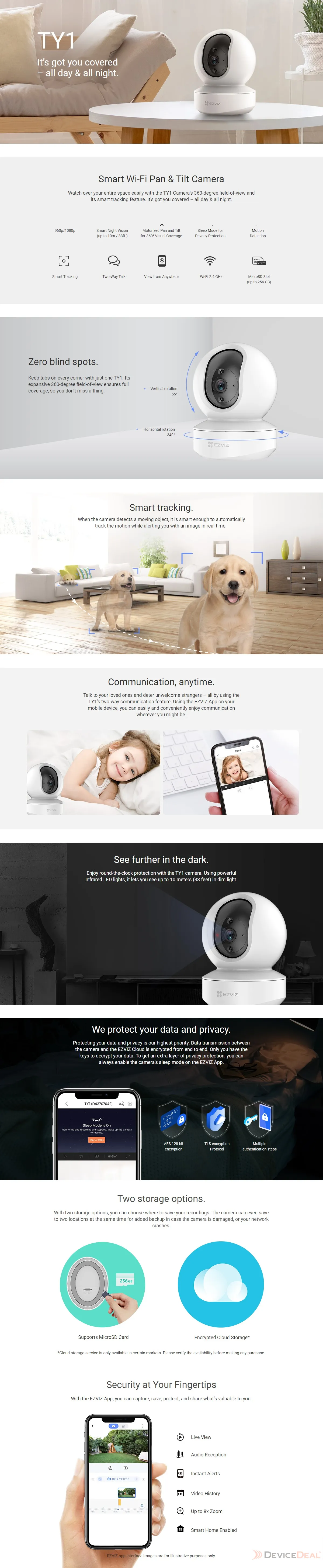 EZVIZ CS-TY1 PRO 2MP TY1 2MP Indoor Pan/Tilt Wi-Fi Camera |DeviceDeal