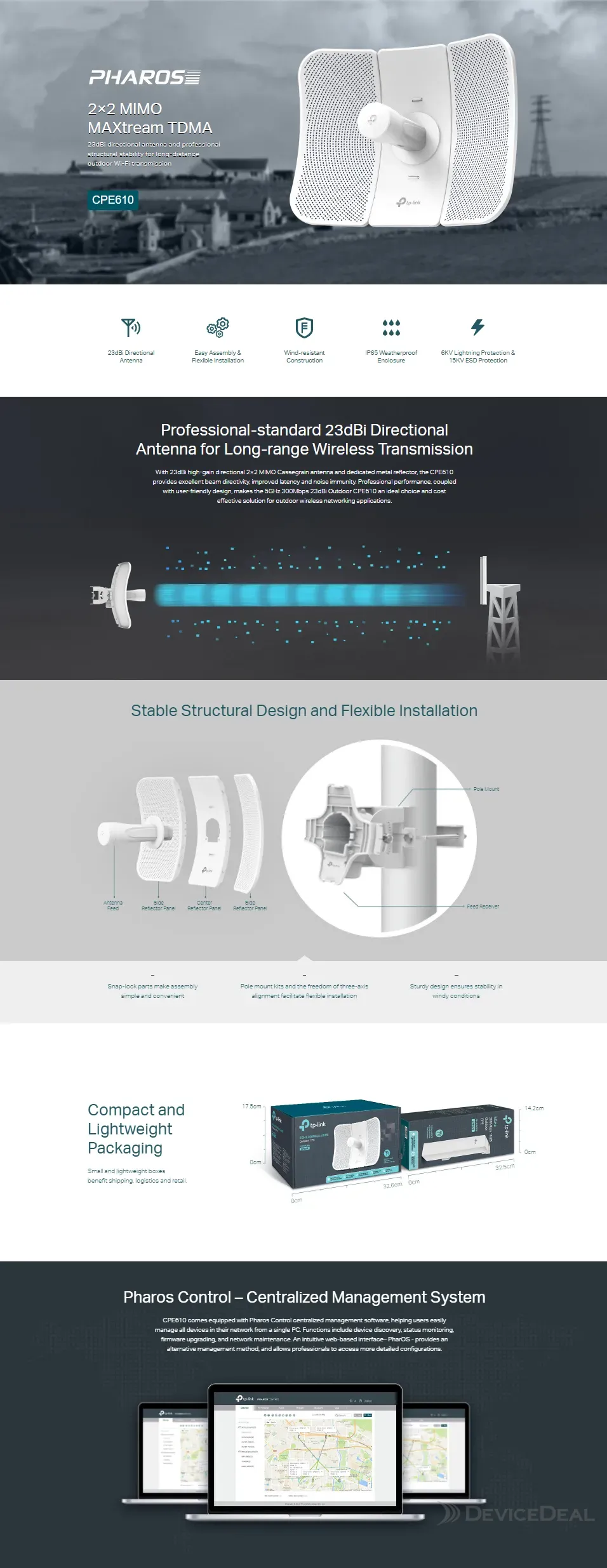 TP-Link CPE610 5GHz 300Mbps 23dBi Outdoor CPE CPE610