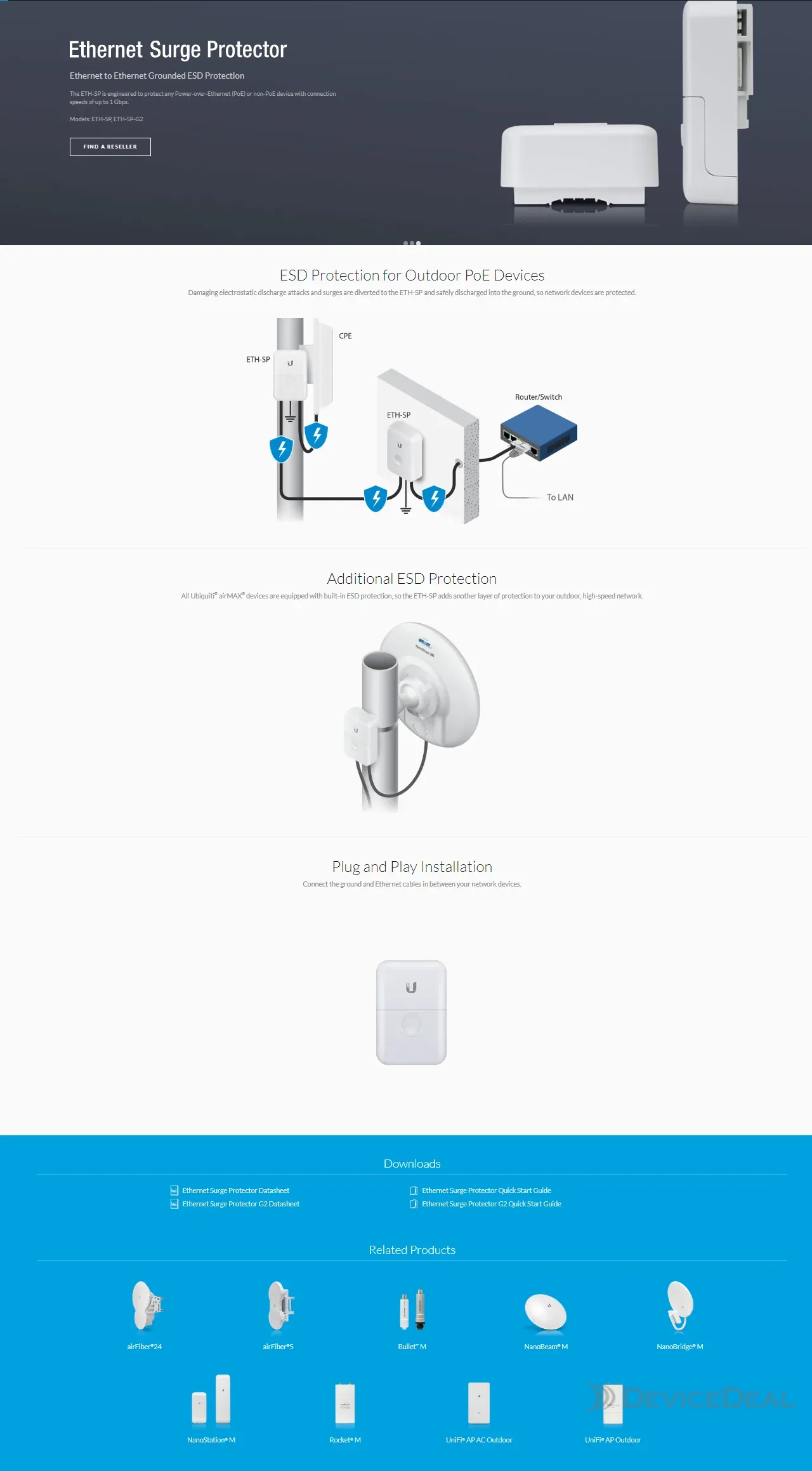 Ubiquiti Networks ETH-SP-G2 Ethernet Surge Protector Gen 2 ETH-SP-G2