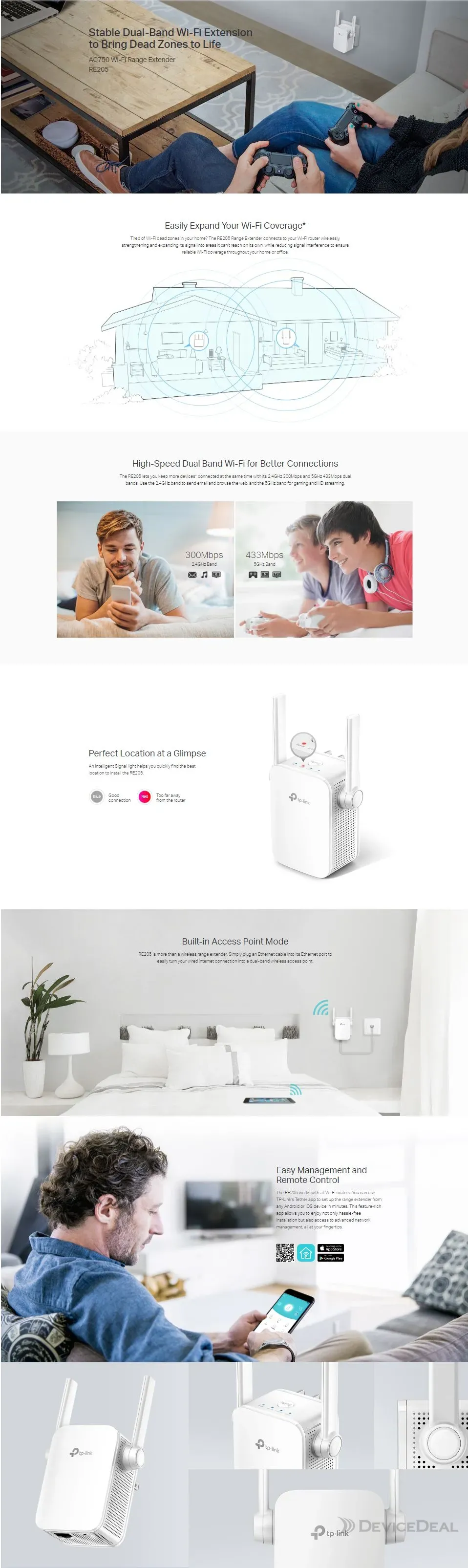 TP-Link RE205 AC750 Wi-Fi Range Extender RE205