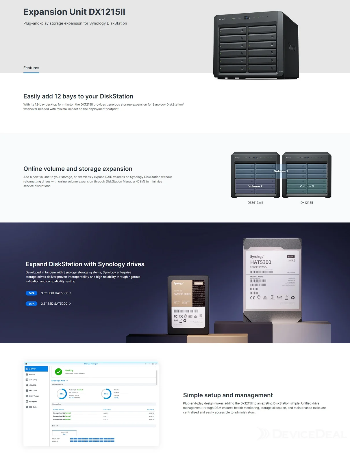 Synology DX1215 II 12-Bay Diskless NAS Expansion Unit |DeviceDeal