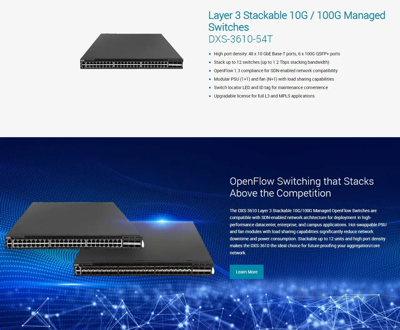 D-Link 54-Port 10 Gigabit Layer 3 Managed Stackable Switch-DXS-3610-54T ...
