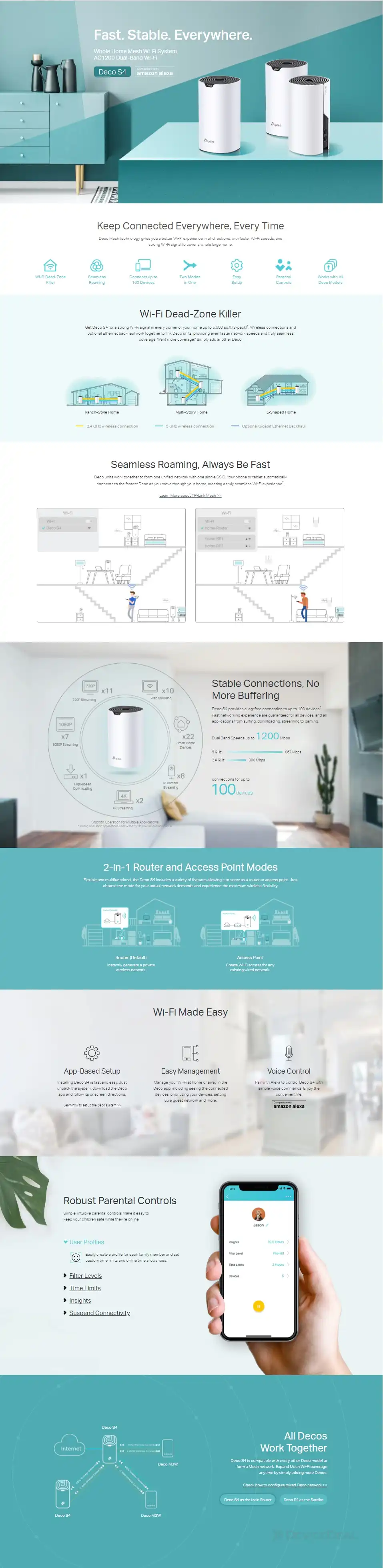 TP-Link Deco S4(3-pack) AC1200 Whole Home Mesh Wi-Fi System | DeviceDeal