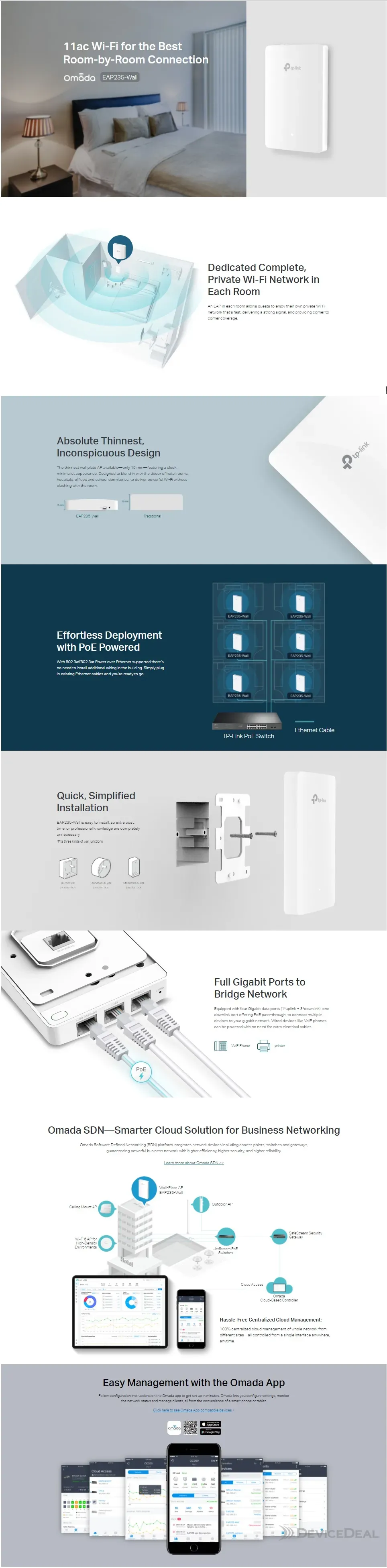 TP-Link EAP235-Wall Omada AC1200 Wireless MU-MIMO Gigabit Wall Plate ...