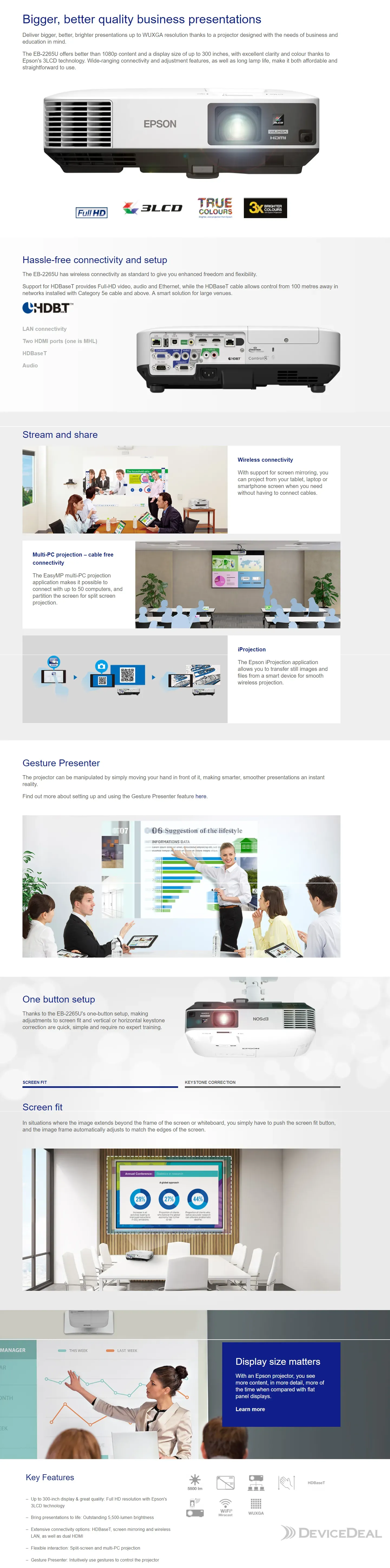 Epson EB-2265U WUXGA 3LCD Corporate Portable Multimedia Projector ...