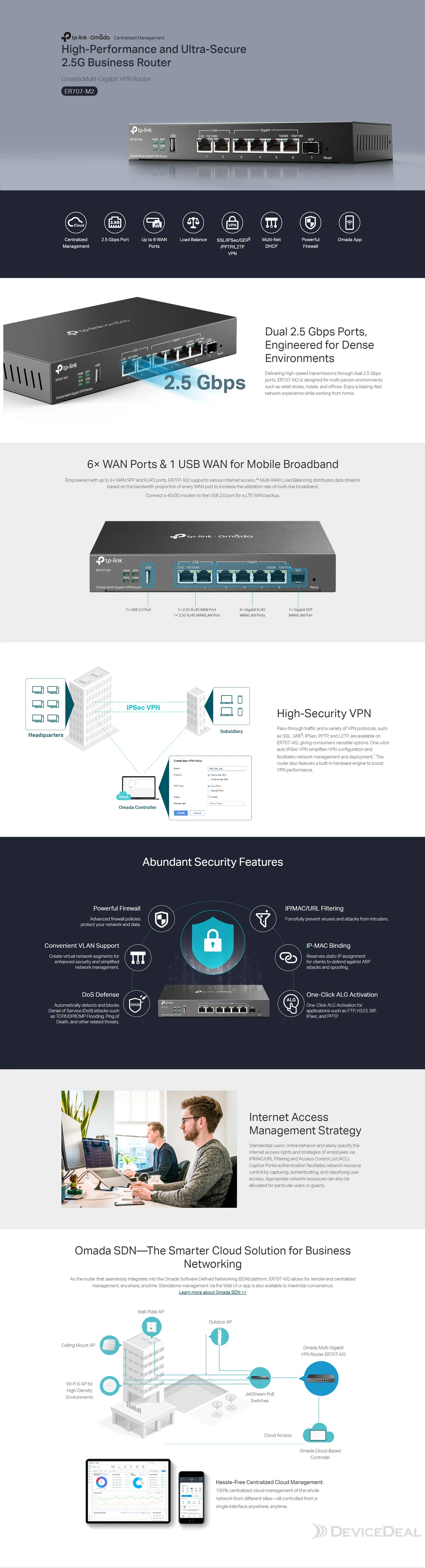 TP-LINK ER707-M2 Omada Multi-Gigabit VPN Router |DeviceDeal