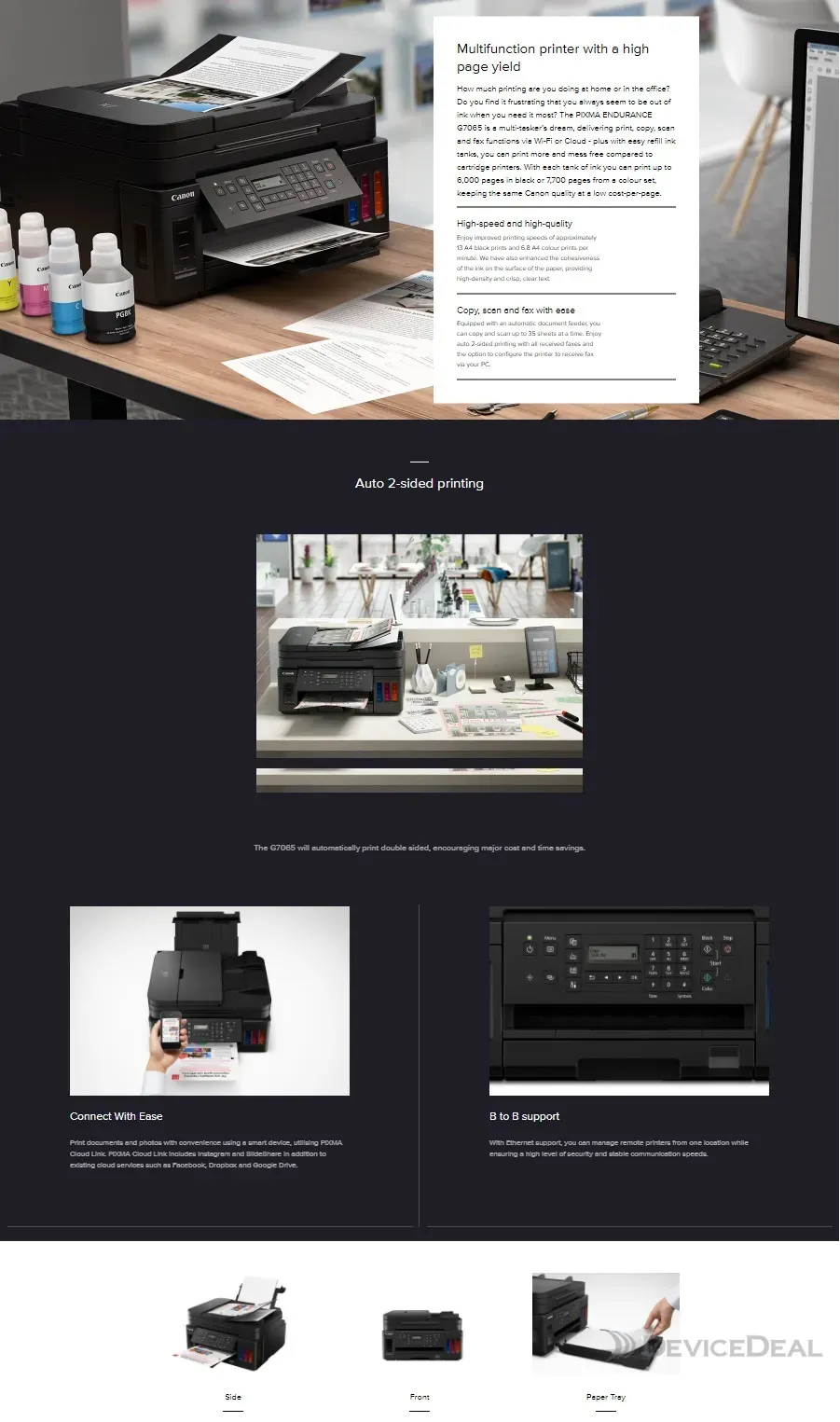 Canon G7065 Colour Refillable Ink Tank Printer A4 | DeviceDeal