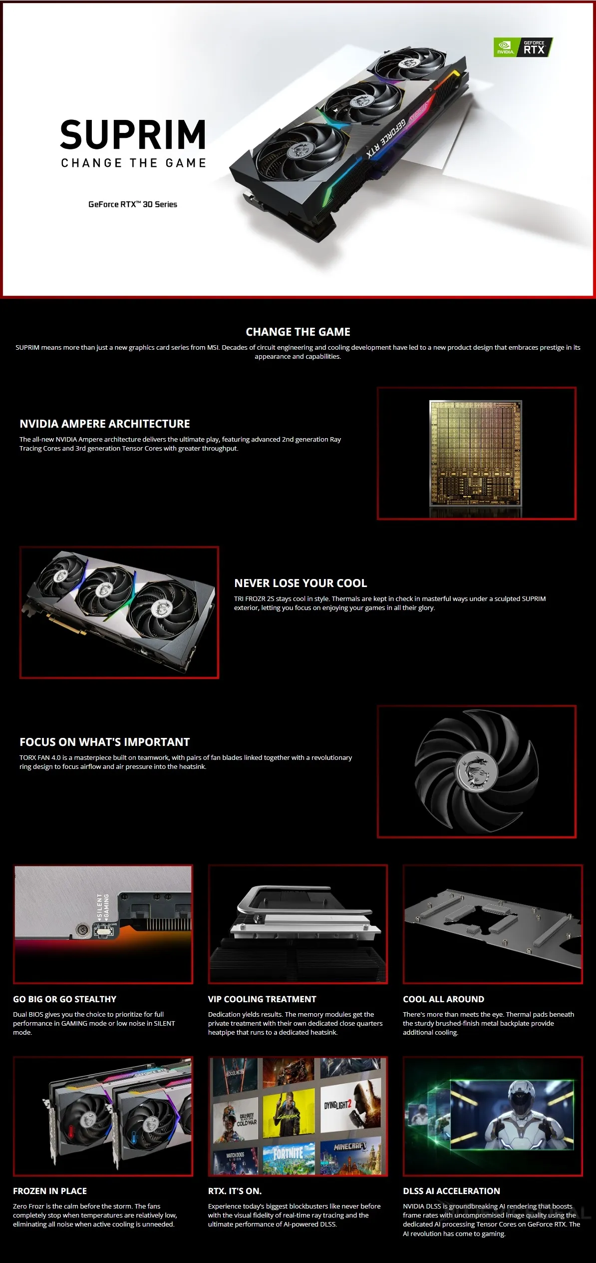 MSI GeForce RTX 3080 SUPRIM X 10GB Video Card - LHR Version - GEFORCE ...